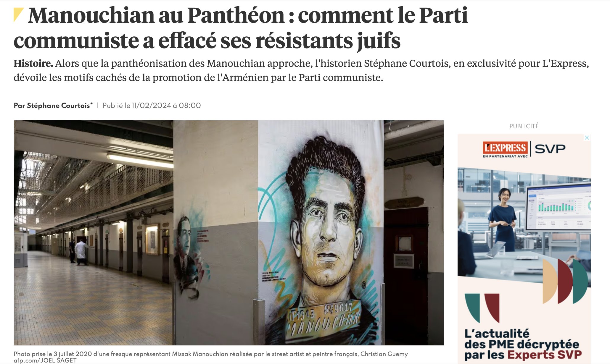 Stéphane Courtois :« La mort de Missak Manouchian suscite l’admiration ...
